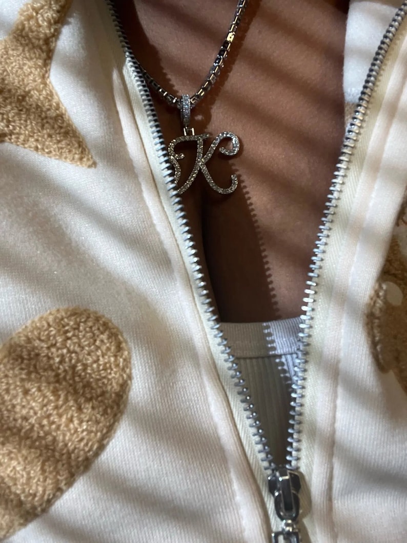 Personalised A-Z Cursive Initial Letter Name Necklace, ICED Out ...