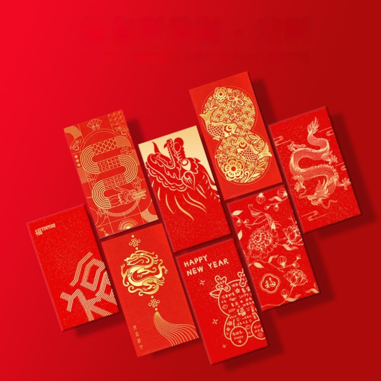 Chinese New Year Red Envelopes Traditional Lunar New Year Gift set of ...