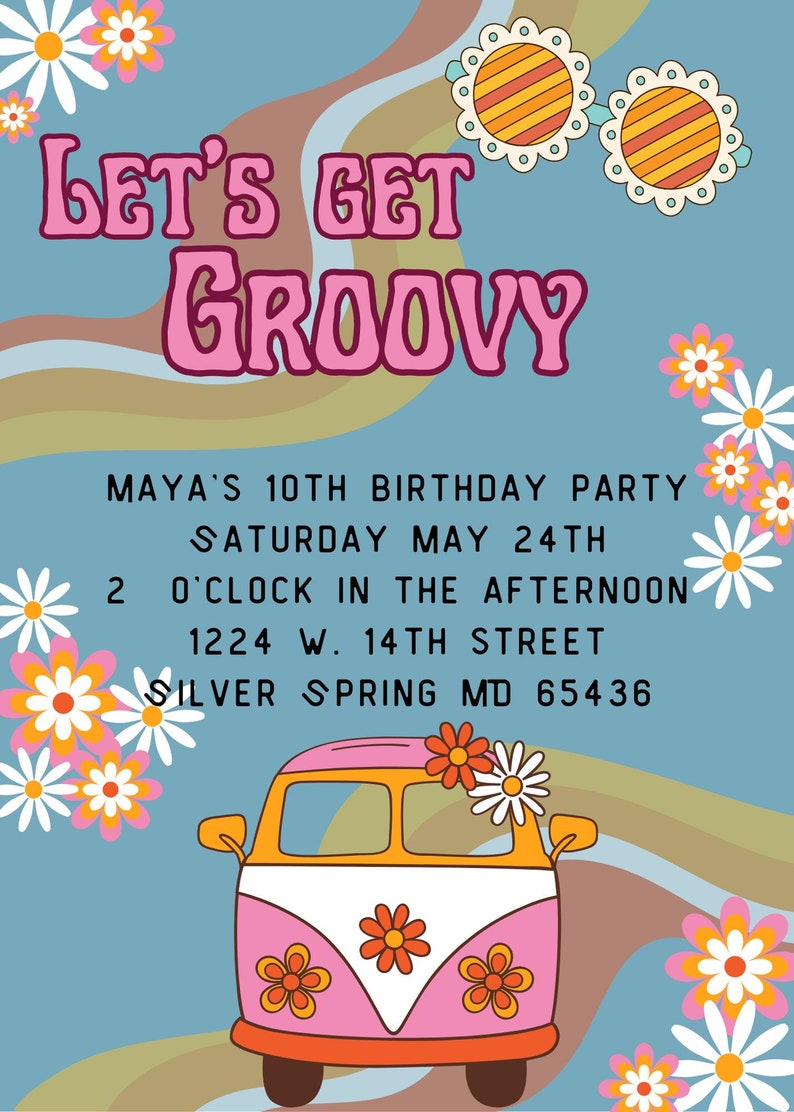 Let's Get Groovy Party Invitation - Etsy