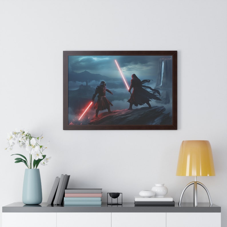 SITH LIGHTSABER DUEL Framed Horizontal Poster Printed Wall Art Funny ...