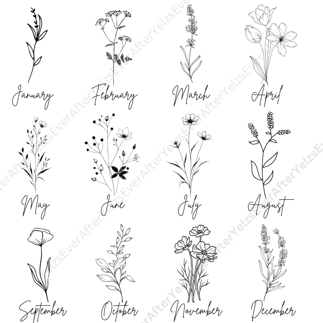Birth Flower SVG, PNG and JPG | Flower Cricut | Birth Month Flower ...