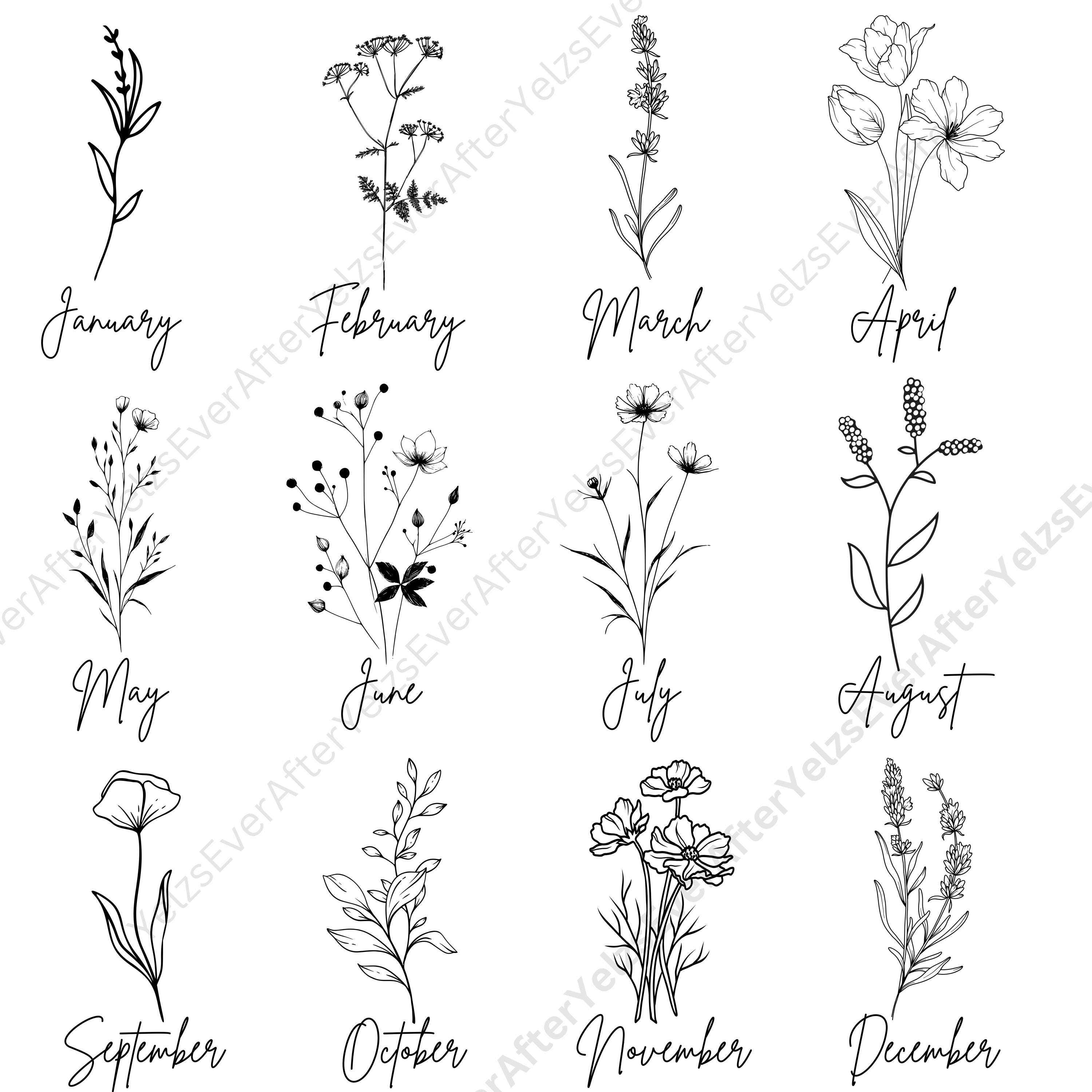 Birth Flower SVG, PNG and JPG | Flower Cricut | Birth Month Flower ...