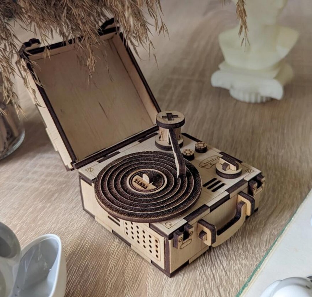 Wooden Engraved Mini Record Player - Etsy