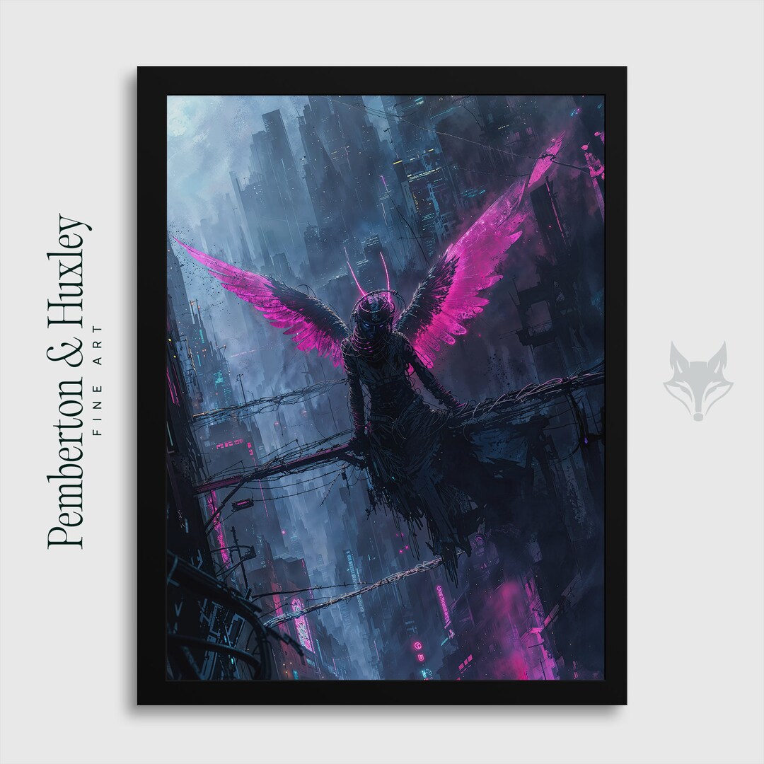 The Watcher: Sentinel of the Angelis Skies Gothic Wall Art Cybergothic ...