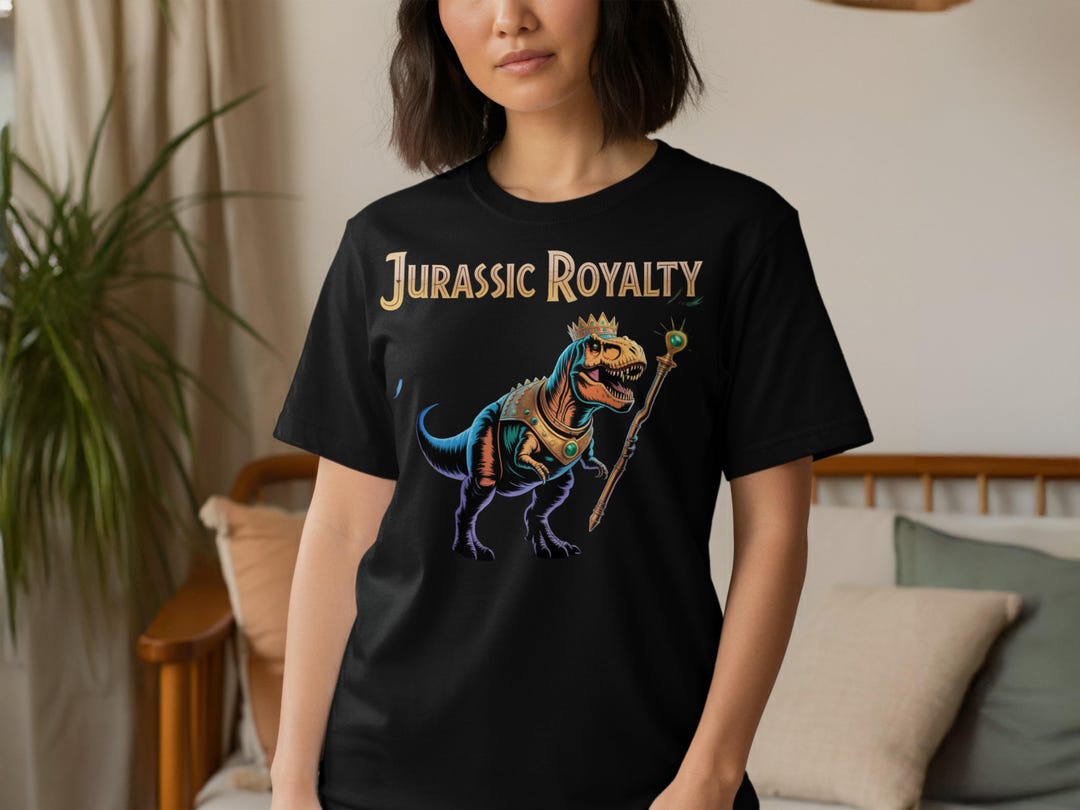 Jurassic Royalty T-shirt, Dinosaur King Graphic Tee, Crown and Scepter ...