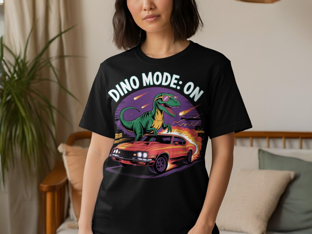 Retro Dinosaur T-shirt: T-rex Muscle Car Graphic Tee - Etsy