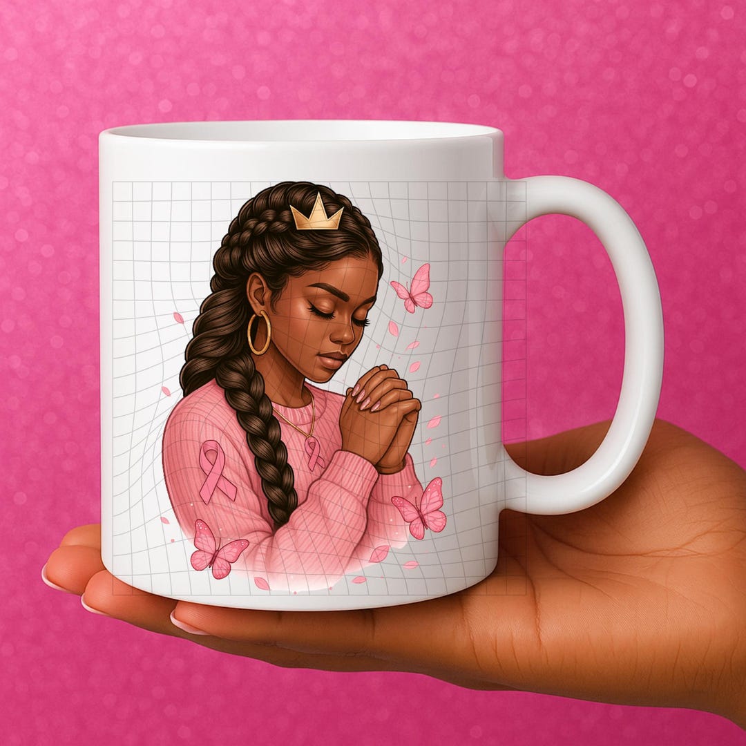 Breast Cancer Awareness Afro Woman PNG, Black Woman With Box Braids ...