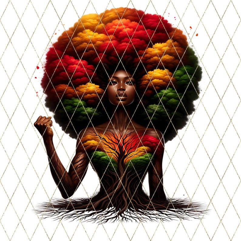 Afro Tree Woman PNG, Black Queen Clipart, Melanin Roots Art, African Pride PNG, Sublimation ...