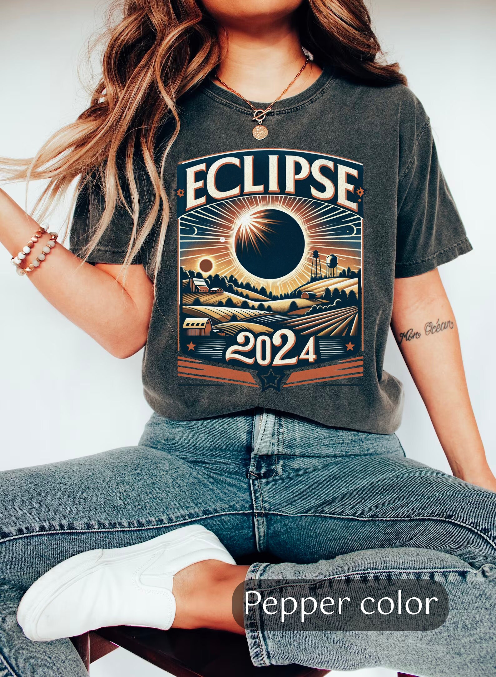Total Solar Eclipse Shirt, Boho Sun and Moon Tshirt, Vintage Aesthetic ...