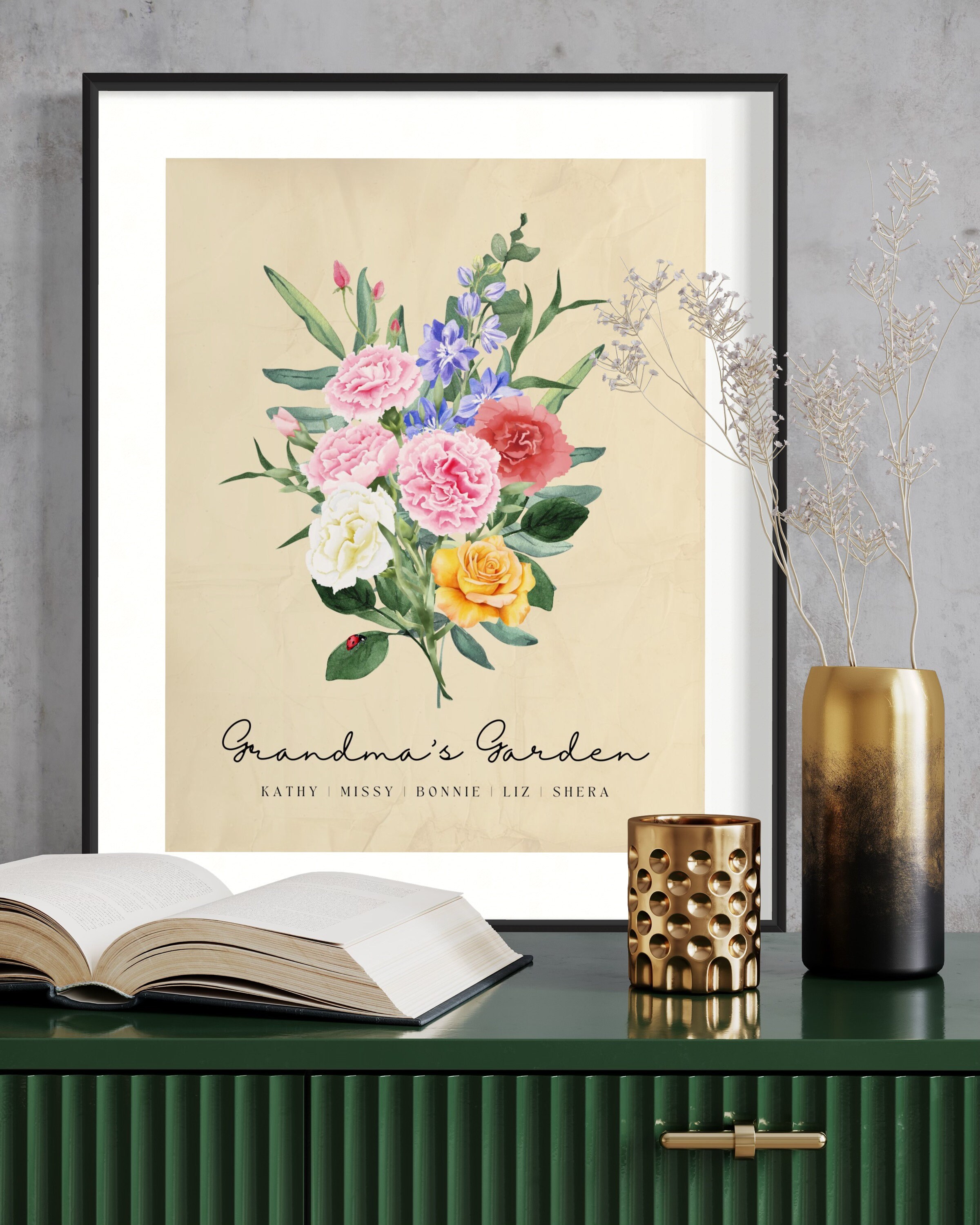 Personalized Grandma's Garden Poster Digital Download Printable Birth ...