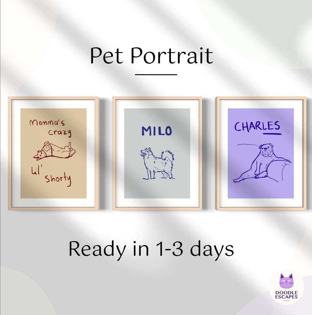 Custom Line Drawing Pet Outline Sketch From Photo Personalized Simple ...