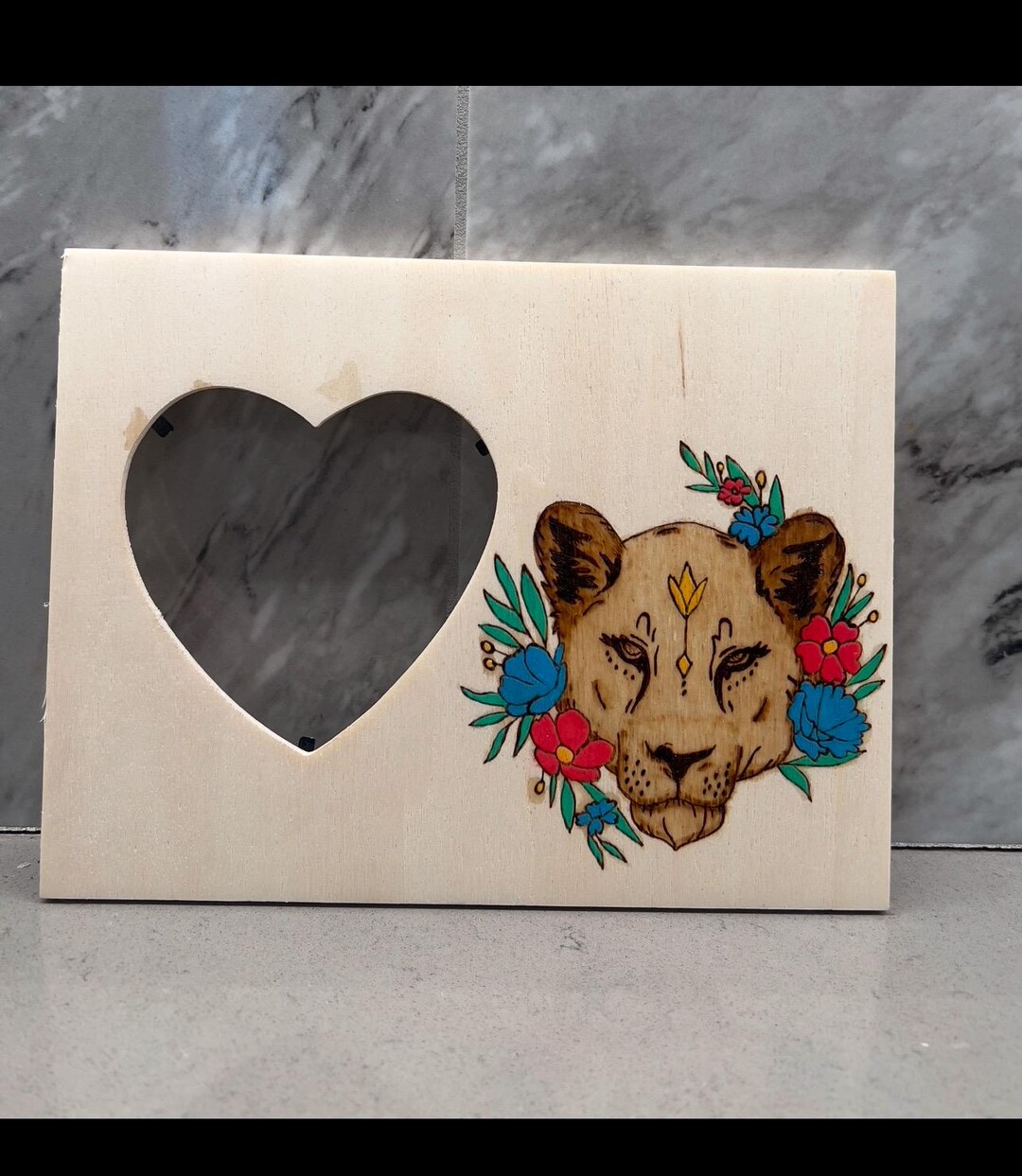 Unique Pyrography Art Wooden Frames Heart Cutout Design - Etsy