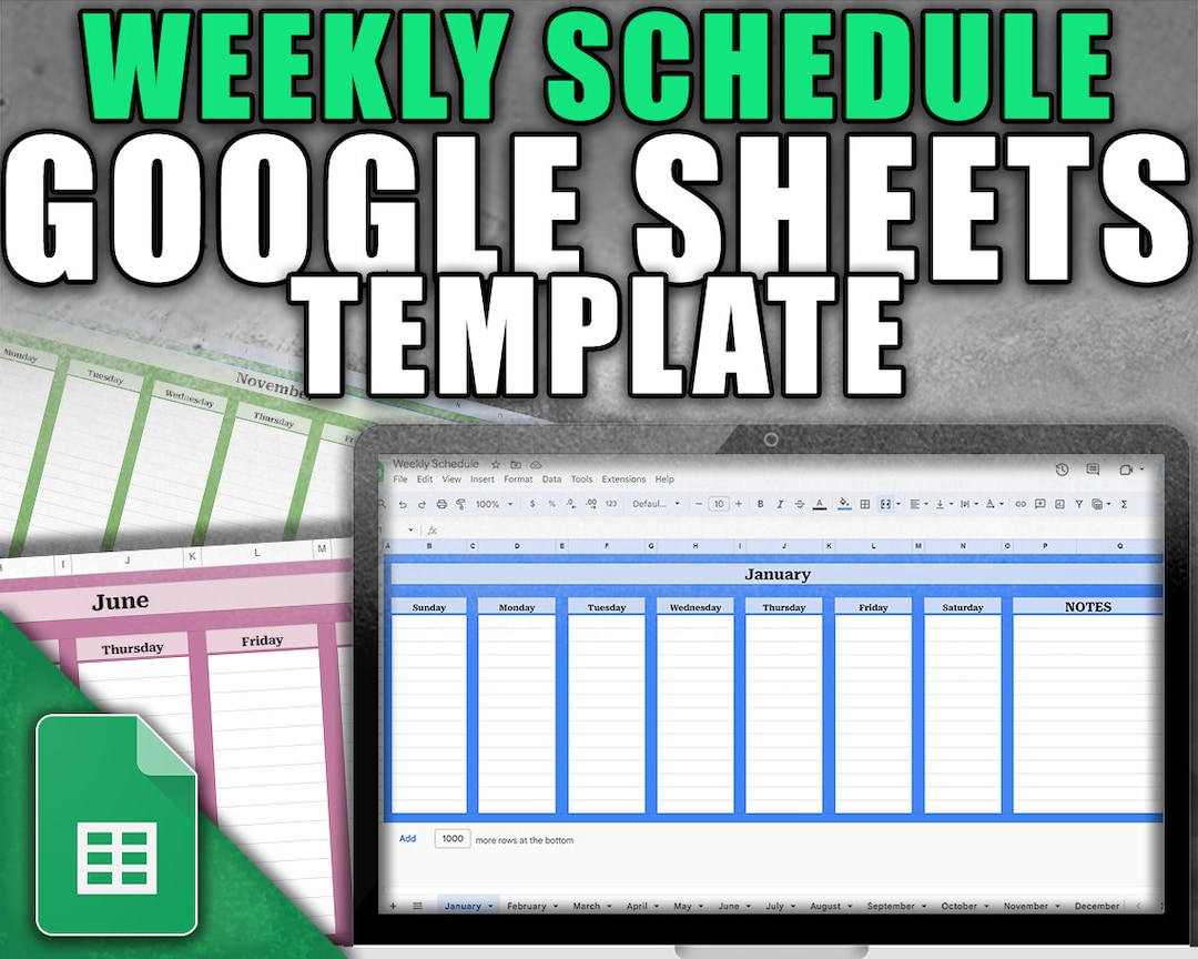 WEEKLY SCHEDULE Template google Sheets Template - Etsy