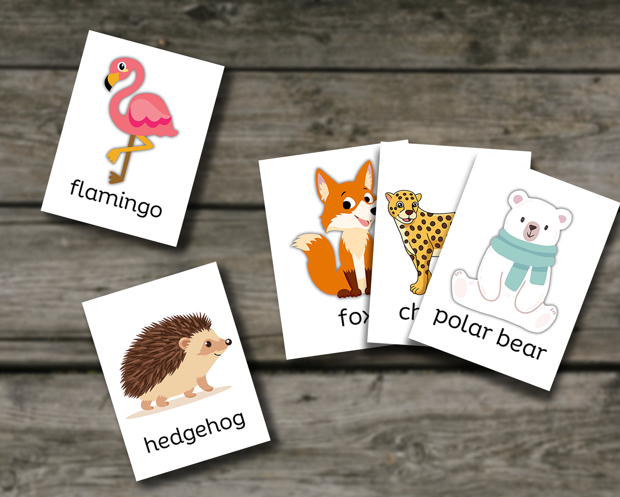 ANIMALS 50 Flashcards Printable Downloadable PDF & ZIP - Etsy
