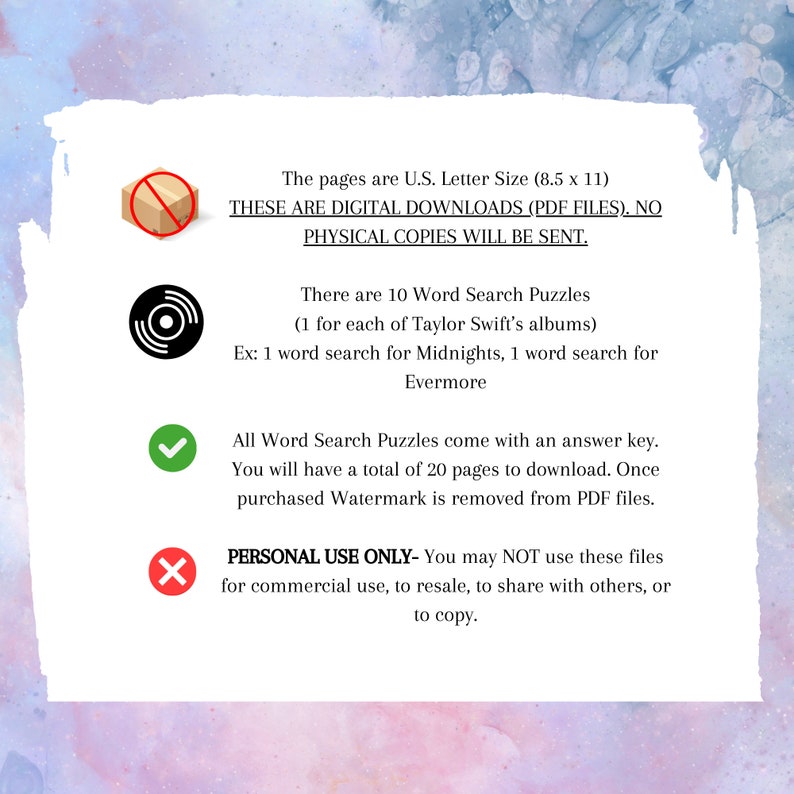 Taylor Swift Word Search Bundle, Taylor Swift Party, Fun Word Game for ...