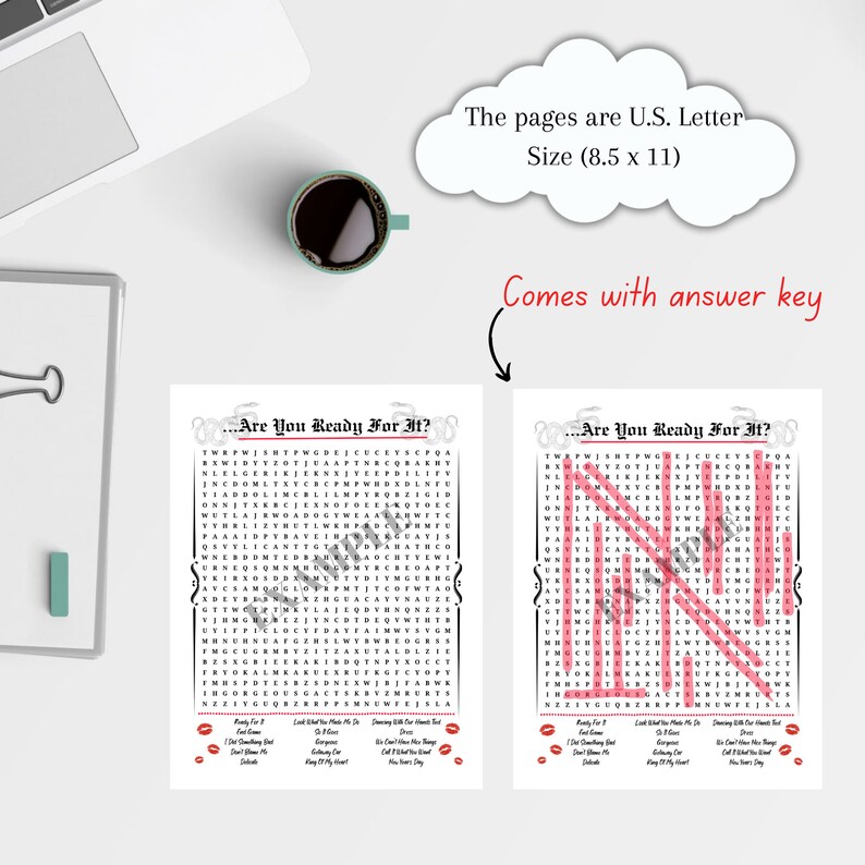 Taylor Swift Reputation Word Search Puzzle, Fun Word Game for Parties ...