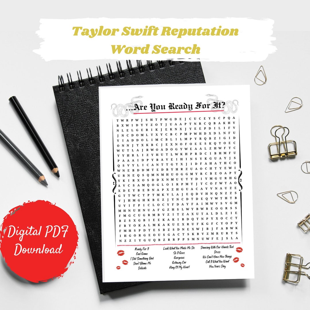 Taylor Swift Reputation Word Search Puzzle, Reputation Game,fun Word ...