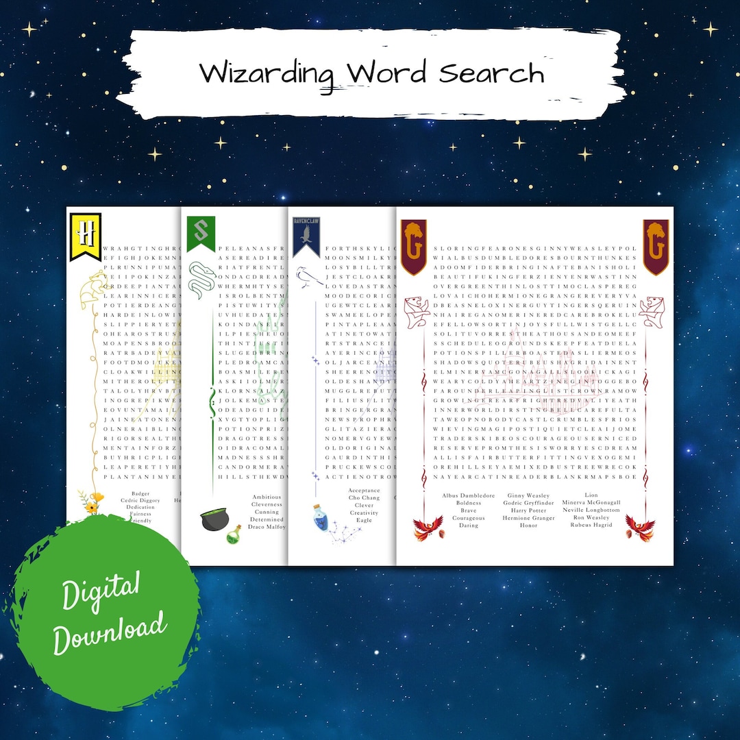Wizard Word Search, Magical Word Search, Fun Games for Parties or ...