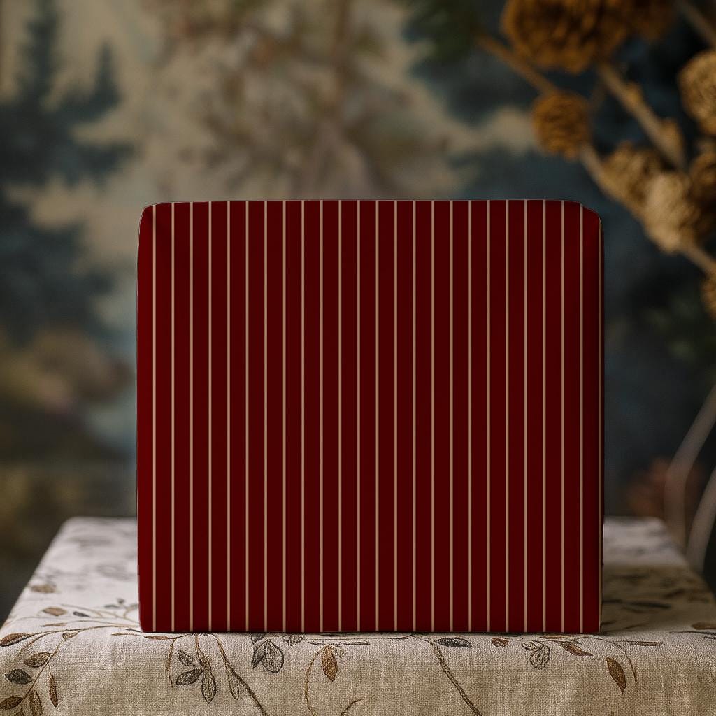 Burgundy Red and Gold Classic Ticking Stripe Gift Wrapping Paper Sheets ...