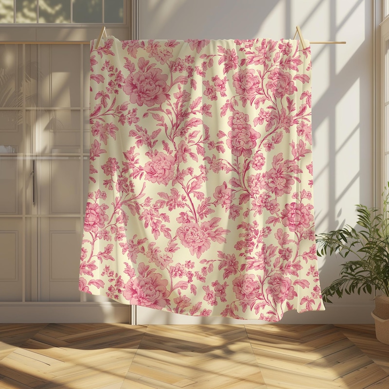 Pink Toile Blankets - Etsy UK