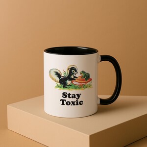 Stay Toxic Vintage Retro Storybook Cute Skunk Design Ceramic Mug - 11oz ...