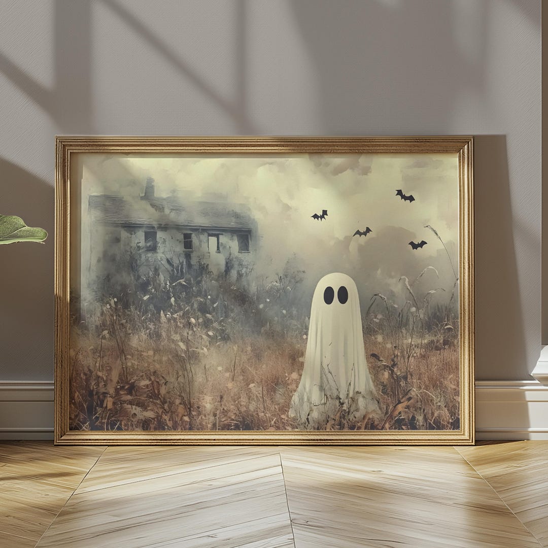 Spooky Ghost in a Field Matte Horizontal Poster | Halloween Home Decor ...