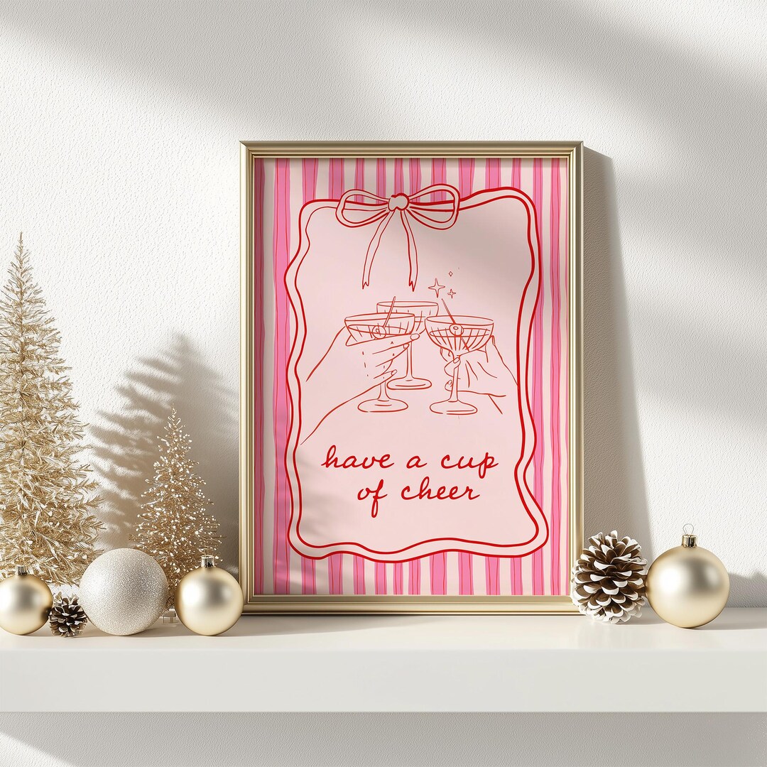 Have a Cup of Cheer Whimsical Coquette Holiday Matte Vertical Poster ...