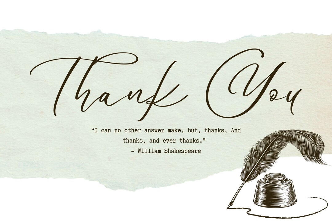 Vintage Style Thank You Card Shakespeare - Etsy