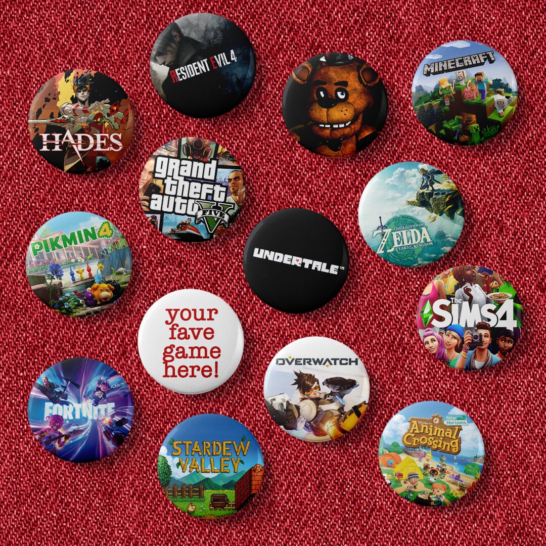 Custom Video Game Badge Hades Pikmin the Sims Animal Crossing Undertale ...