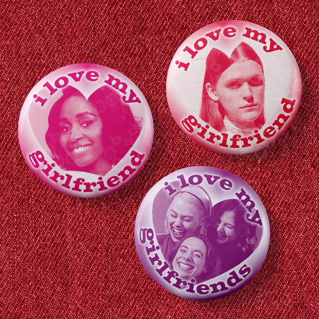 Custom I Love My Girlfriend Badge Valentines Day Gift for Gf Lovers Button Pin Ayo Edebiri Ethel ...