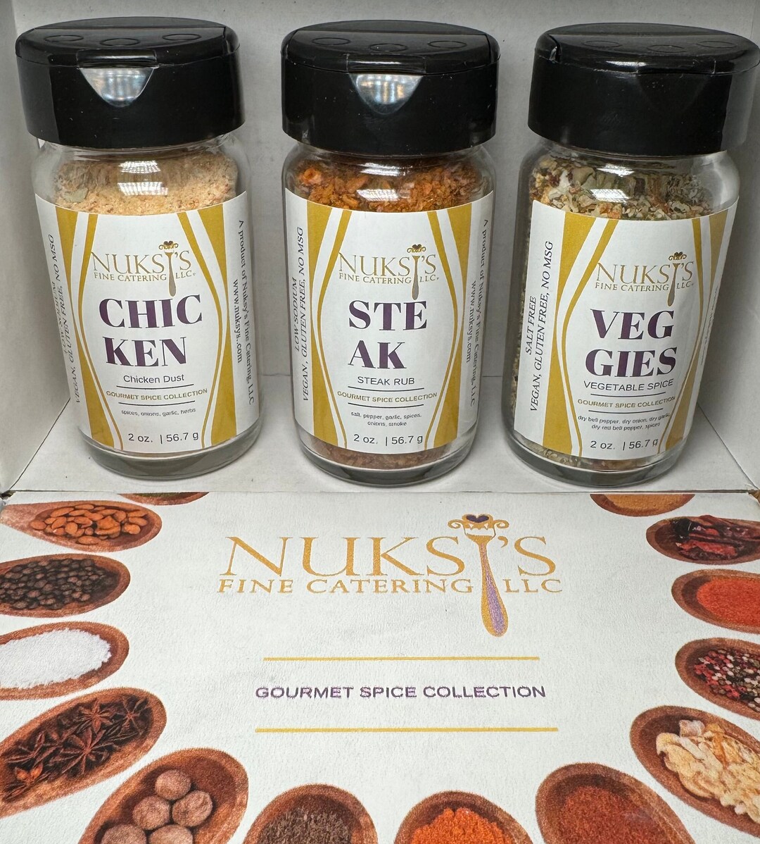 Spice Box Nuksy's Gourmet Spice Gift Set of 3 Chicken Dust, Steak Rub ...