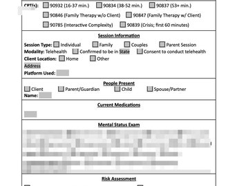 PACKAGE Therapy Progress Note Template (telehealth and in Person) - Etsy