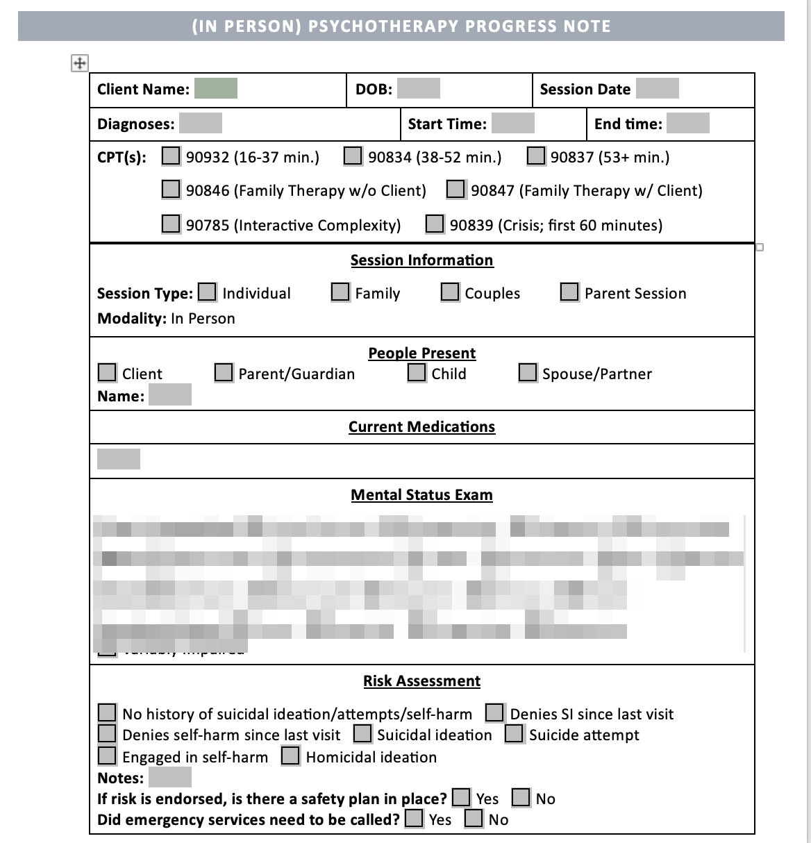 PACKAGE Therapy Progress Note Template (telehealth and in Person) - Etsy