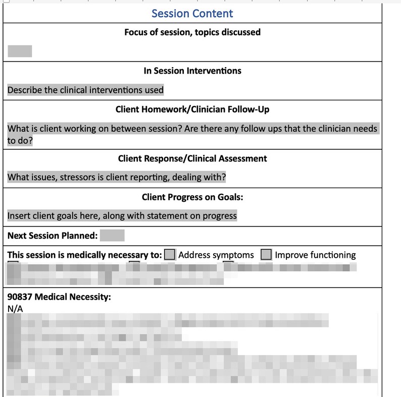 PACKAGE Therapy Progress Note Template (telehealth and in Person) - Etsy