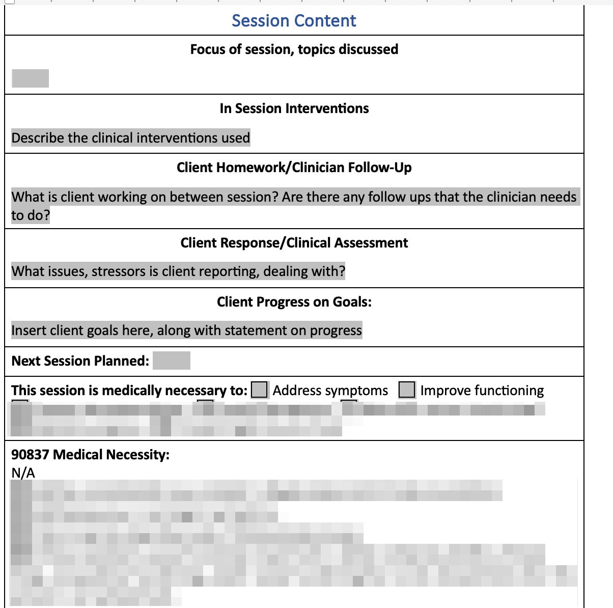 PACKAGE Therapy Progress Note Template (telehealth and in Person) - Etsy