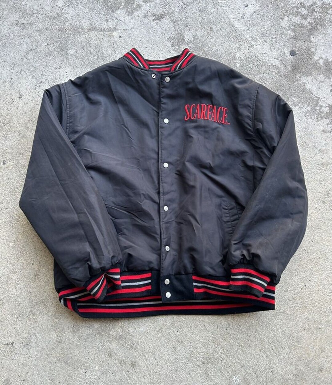 Vintage Jeff Hamilton JH Designs X Scarface Embroidered Leather Jacket ...