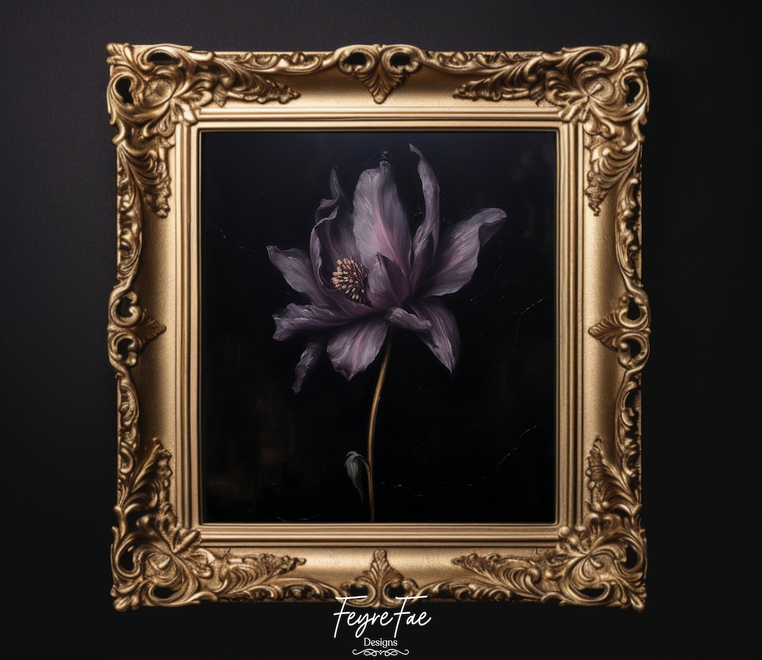 Dark Botanical Print - Moody Floral Wall Art - Dark Cottagecore ...