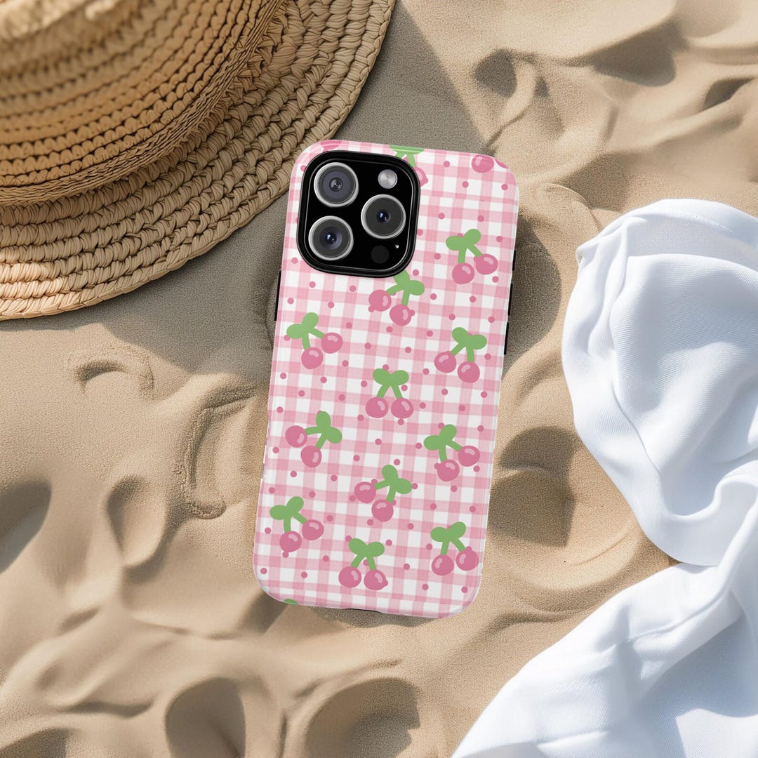 Cute Cherry Gingham Phone Case for Iphone, Samsung Galaxy, and Google ...