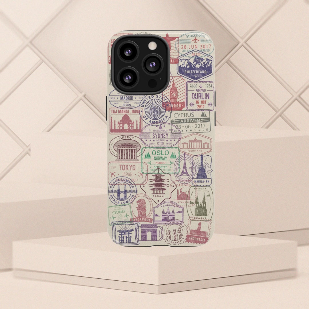 Vintage Collage Passport Stamp Phone Case Scrapbook Effect, for Iphone ...