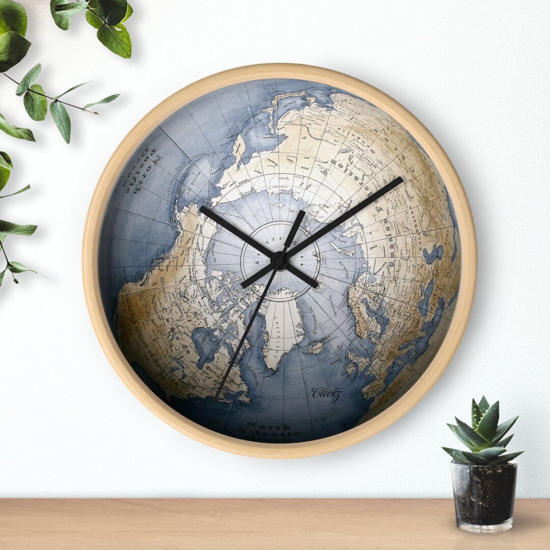 Planet Wall Clock Art Earth Map Design Wall Clock for Home Decoration ...