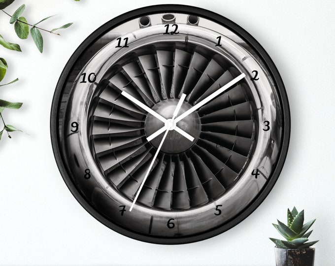 Wall Clock Jet Engine, Wall Clock, Realistic, Engine, Aviation, Turbine ...