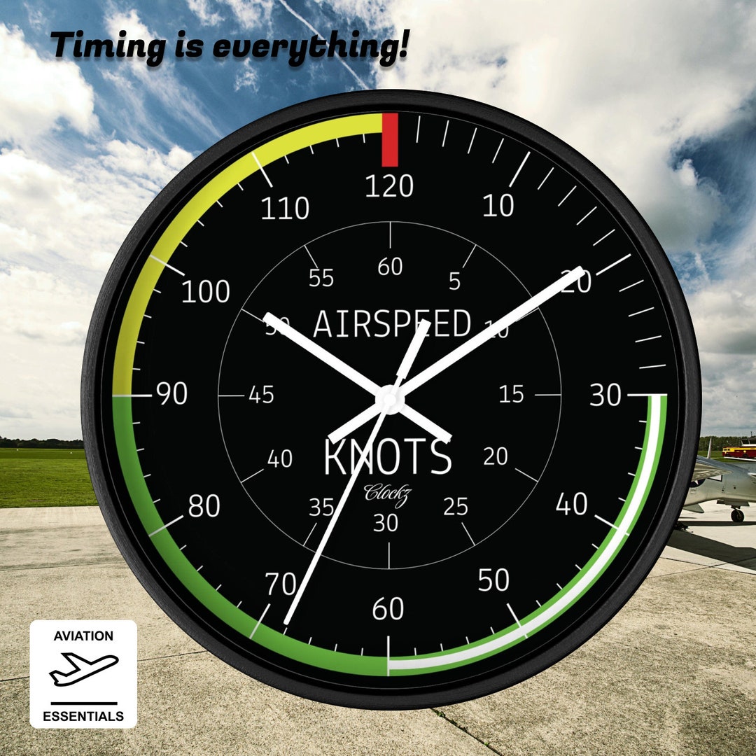 Airspeed Indicator Wall Clock - Pilot Gift | Aviation Decor | Custom ...