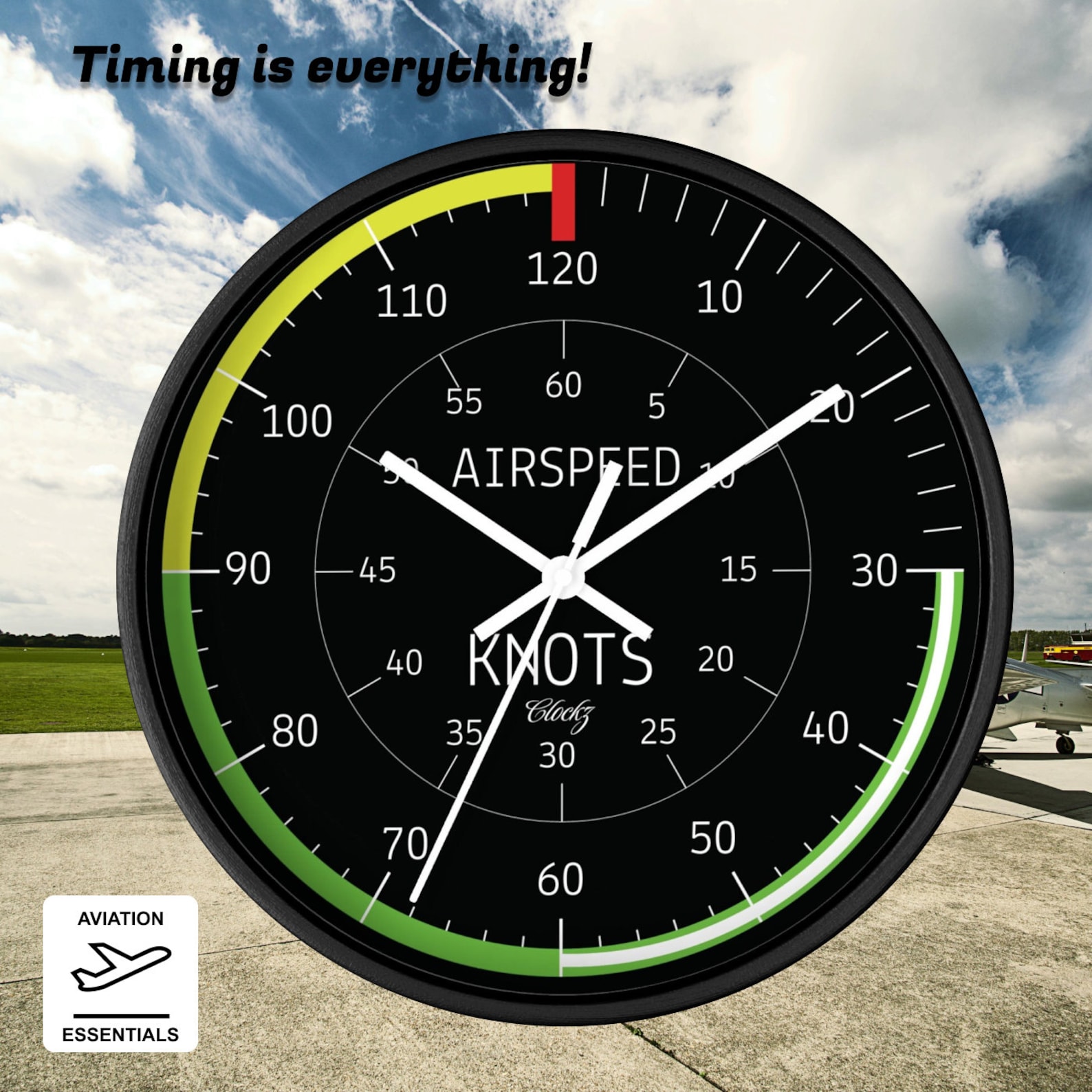 Airspeed Indicator Wall Clock - Pilot Gift | Aviation Decor | Custom ...