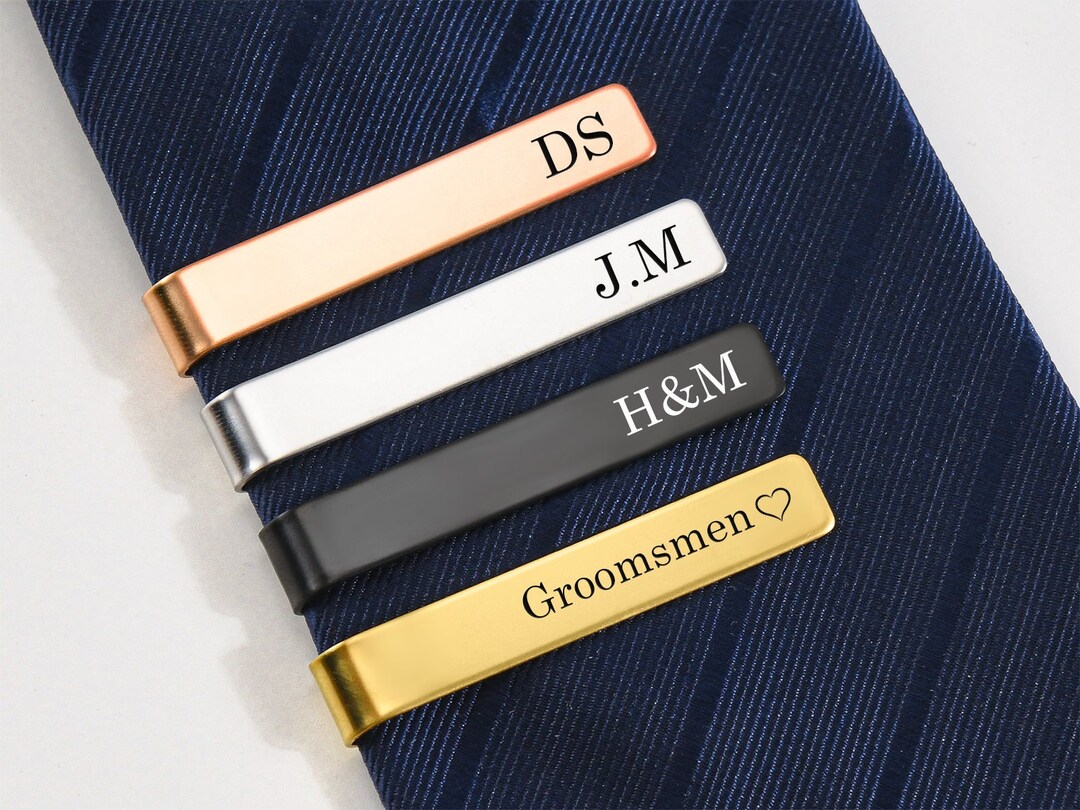 Personalized Tie Clips,mens Silver Tie Clip Set,groomsmen Gift, Wedding ...