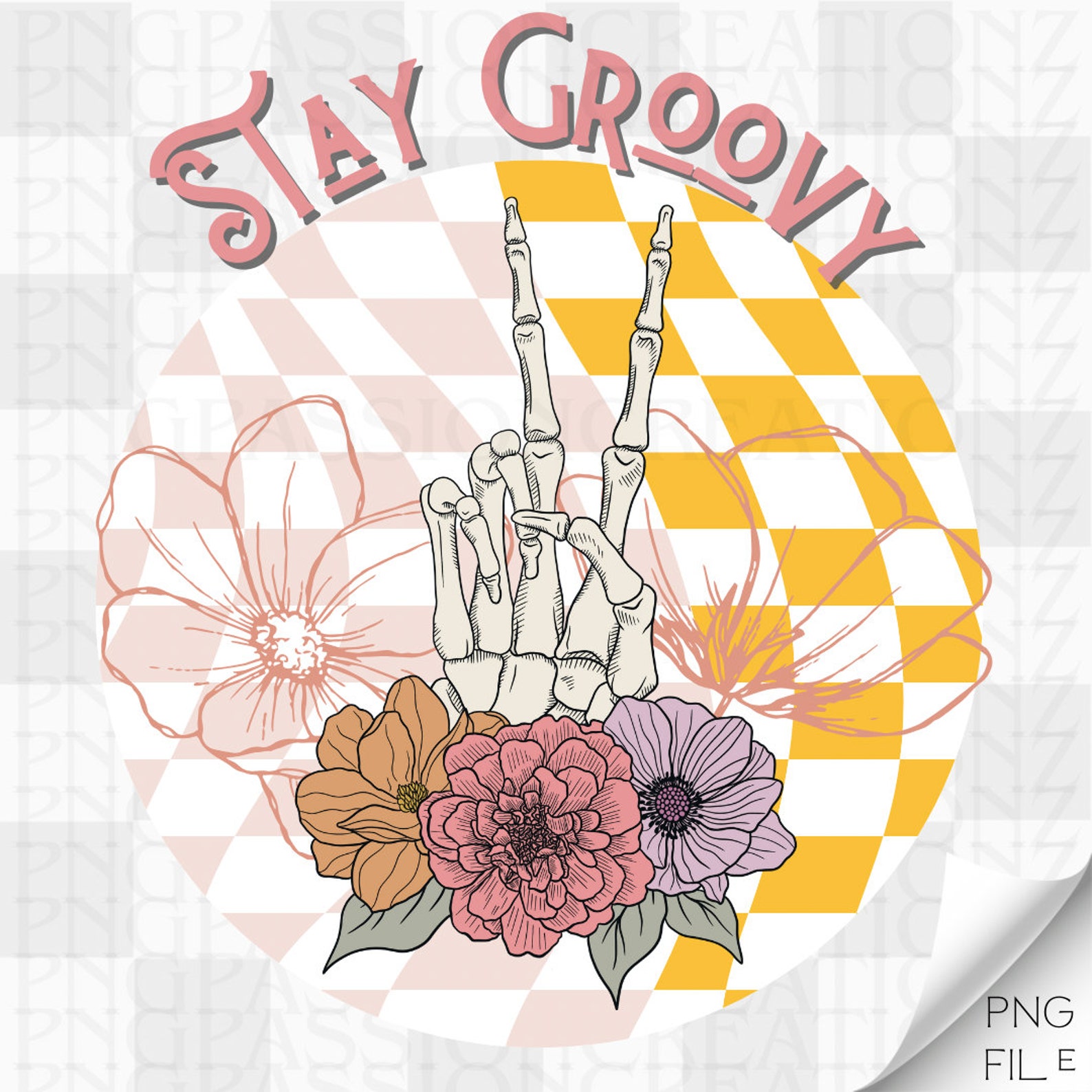 Stay Groovy Skeleton Hand PNG | Digital Download | Printable Clipart ...