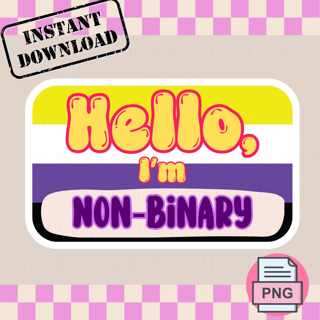 Hello, I’m Non-binary Nametag - Pride - PNG - Digital Download - Etsy