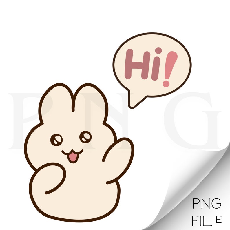 Cute Kawaii Hi PNG Digital Download Printable - Etsy