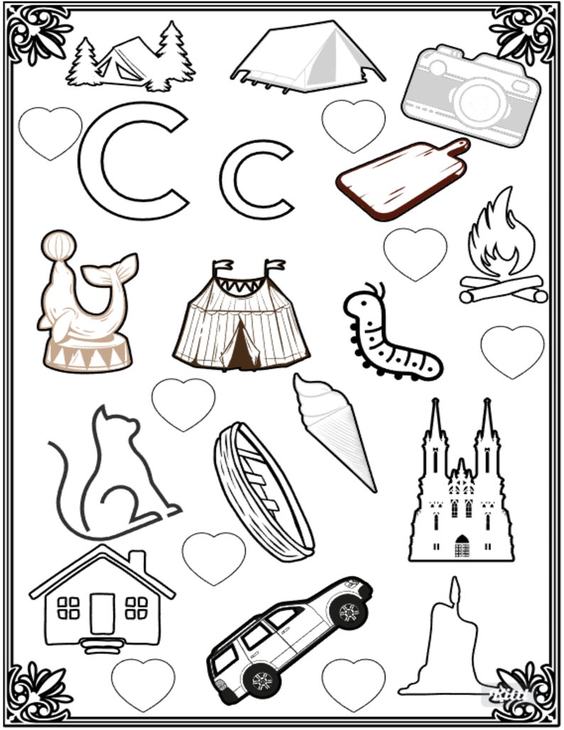 Digital Download Alphabet Coloring Pages - Printable US Letter Size ...