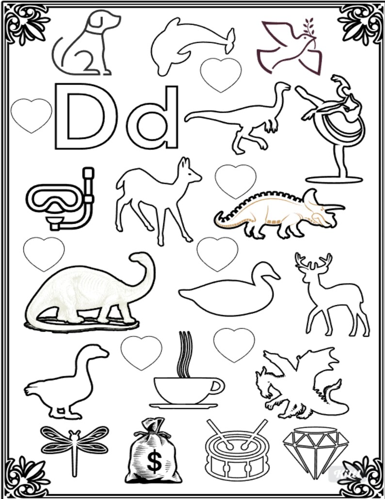 Digital Download Alphabet Coloring Pages - Printable US Letter Size ...