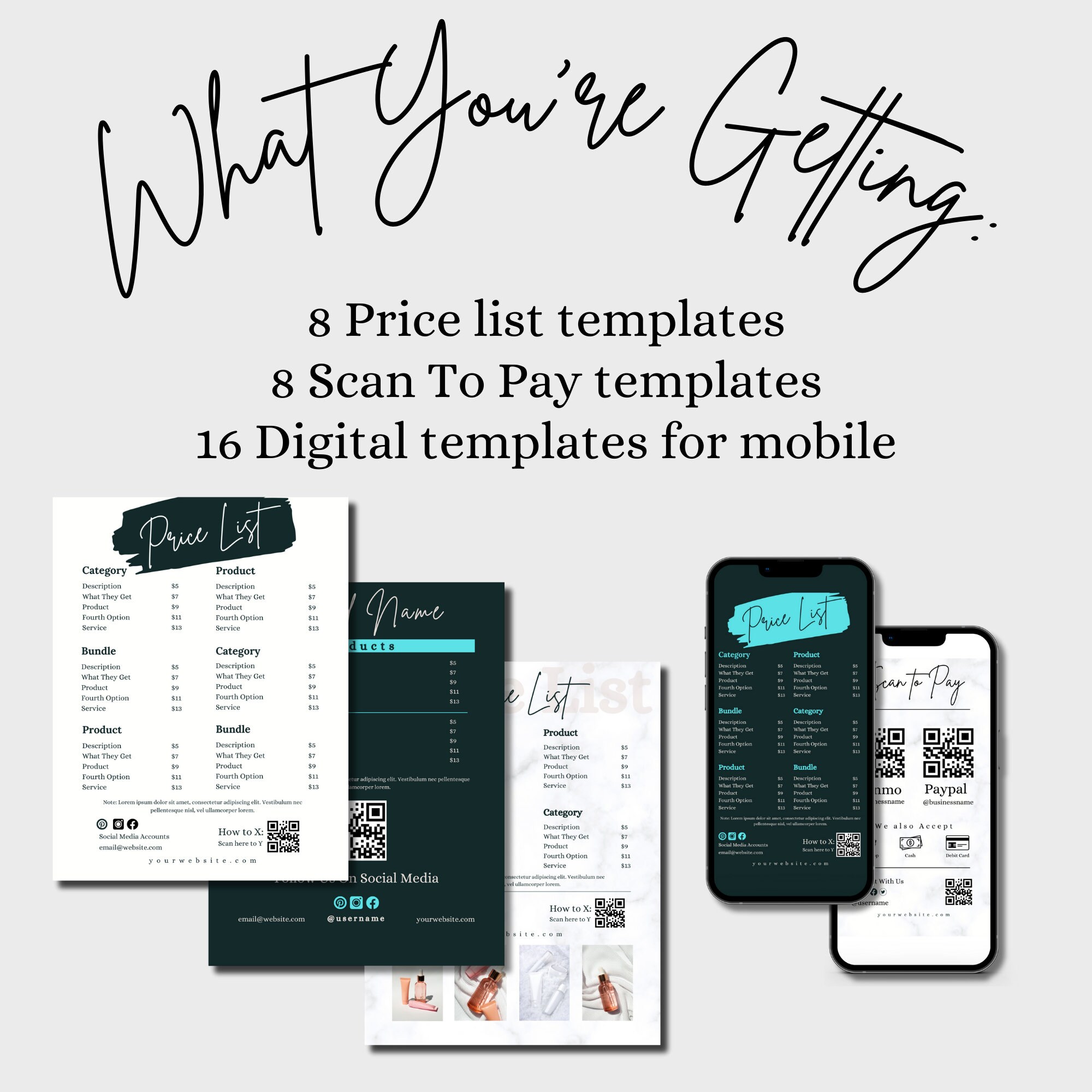 Price List Template Canva, Editable Price List Template, Beauty Salon ...